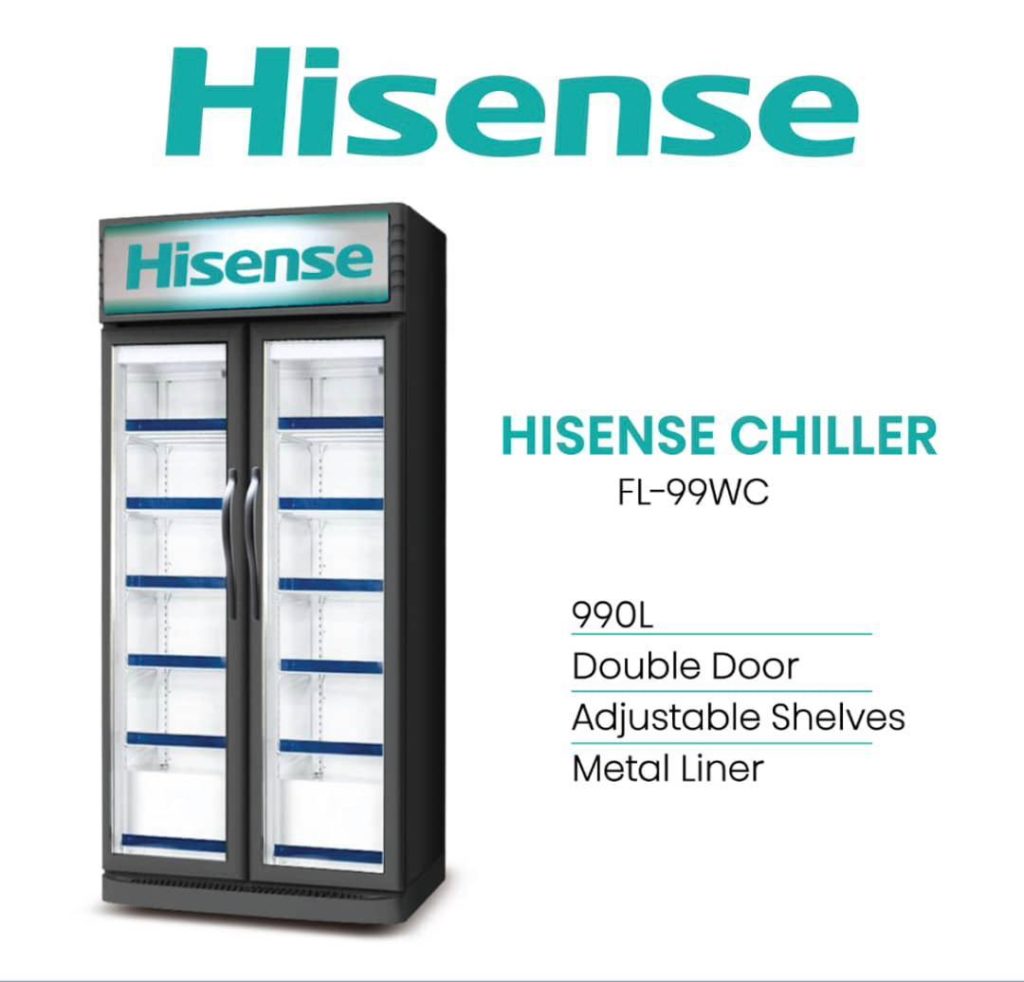 Hisense Showcase Chiller Two Doors 990Litres ~ Good Price Store