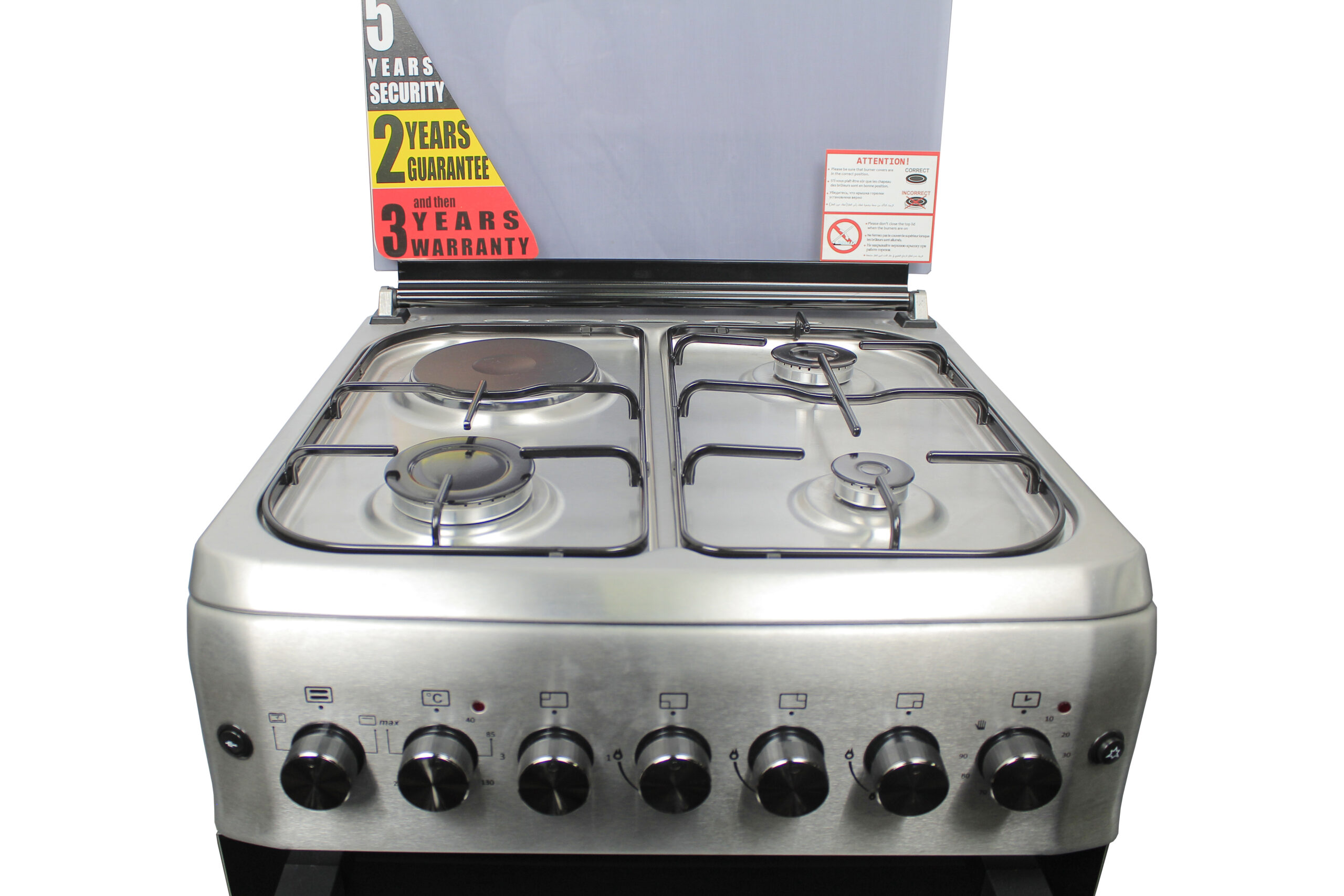 BlueFlame cooker S6031EFRP – L 60x60cm, 3 gas burners and 1electric hot ...